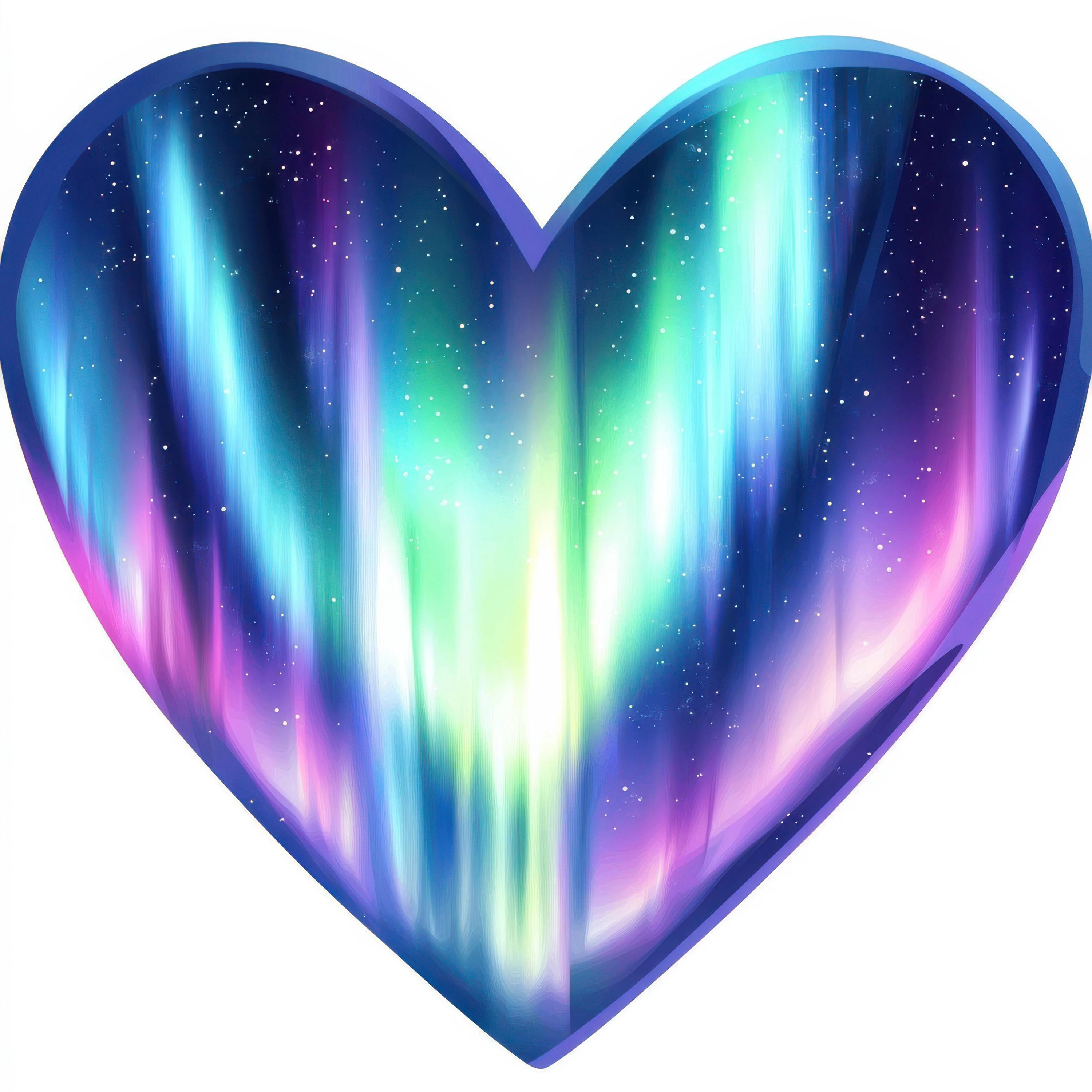 19 Aurora Heart Clipart High Res Watercolor Jpgs Magical Galaxy Hearts ...