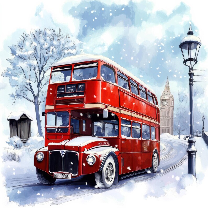 18 London Bus Clipart High Res Watercolor Jpgs | British Transport ...