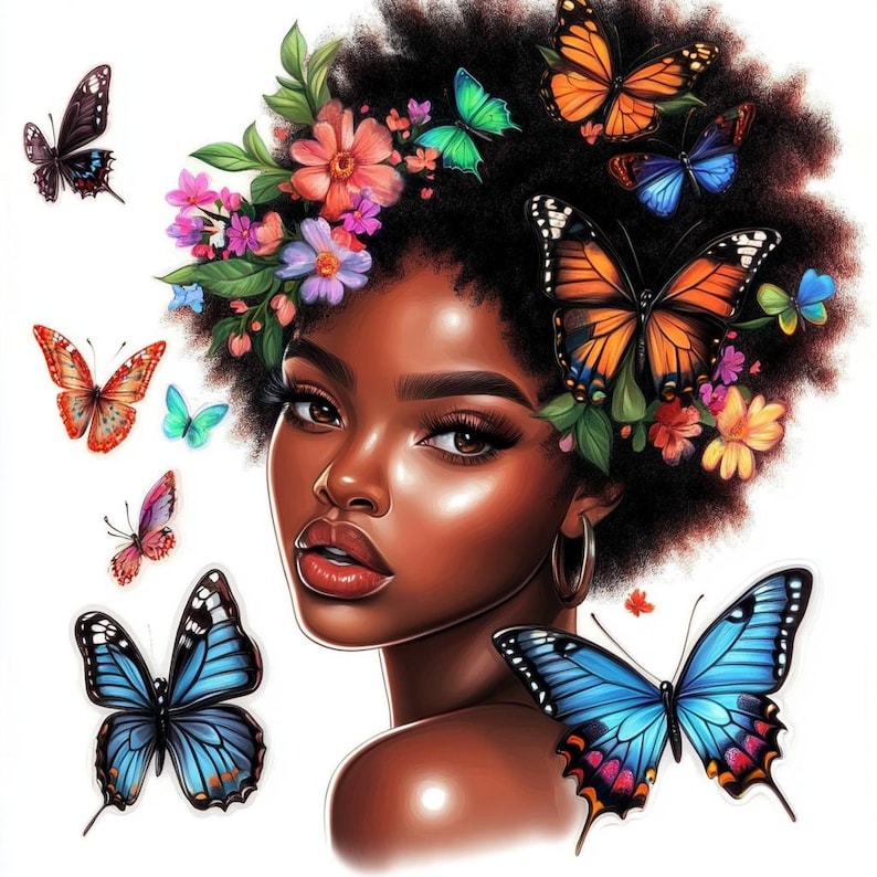 25 Melanin Girl Digital Clipart | High-resolution | Empowering Artistic ...