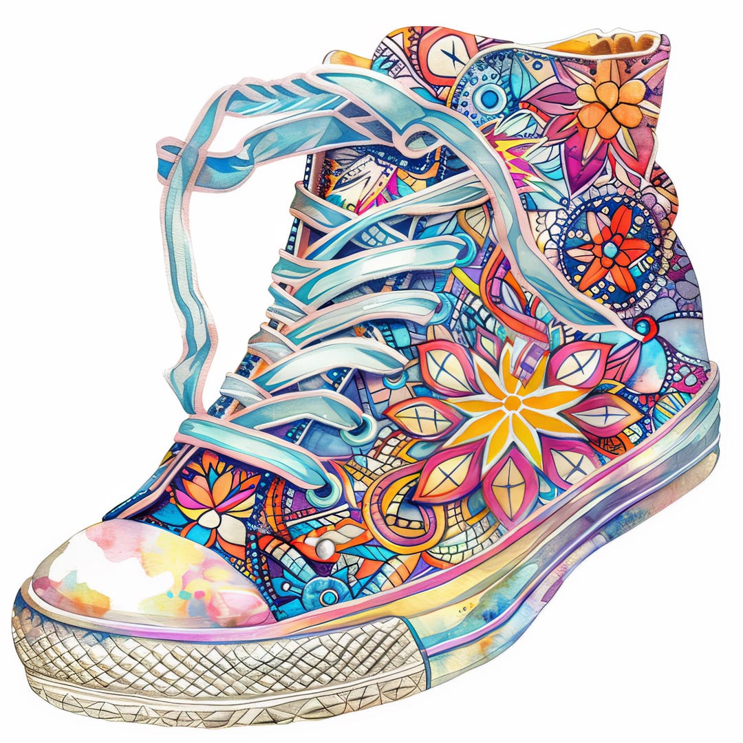 Trendy Spring Sneaker Styles Clipart 25 High Res Watercolor JPG Junk ...