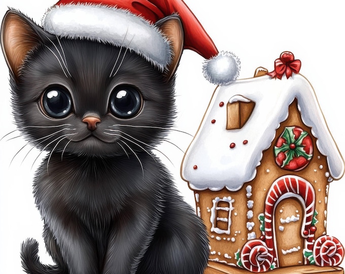 Christmas Cat Clipart: Festive Holiday Designs (digital Download ...