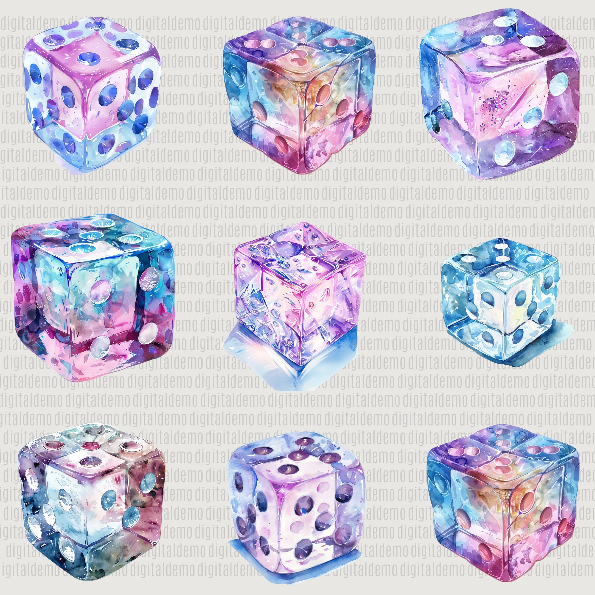 50 Watercolor DICE Clipart PNG Bundle - - Personal and Commercial Use ...