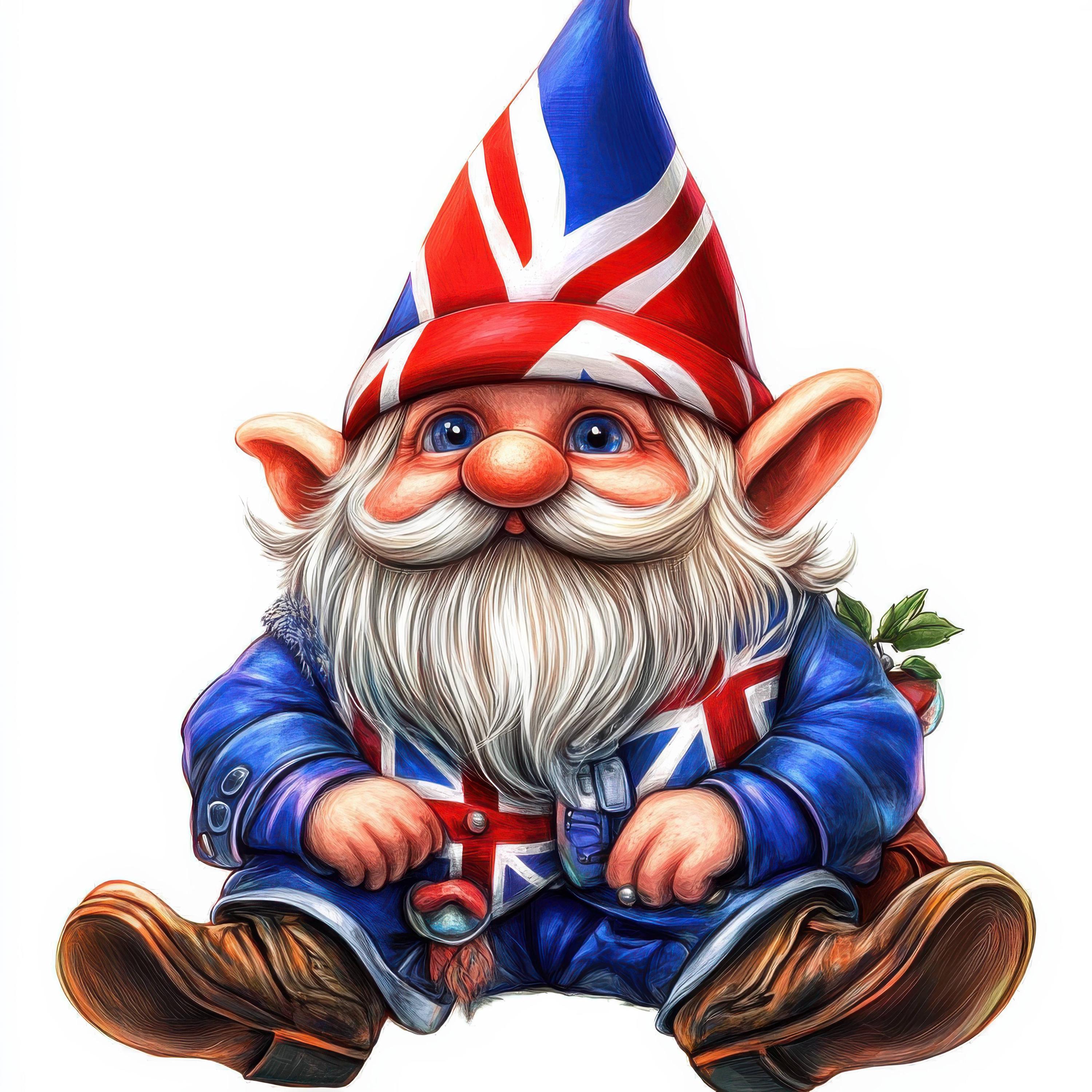 21 Patriotic Clipart Charming Union Jack Gnome Watercolor Jpgs UK Gnome ...