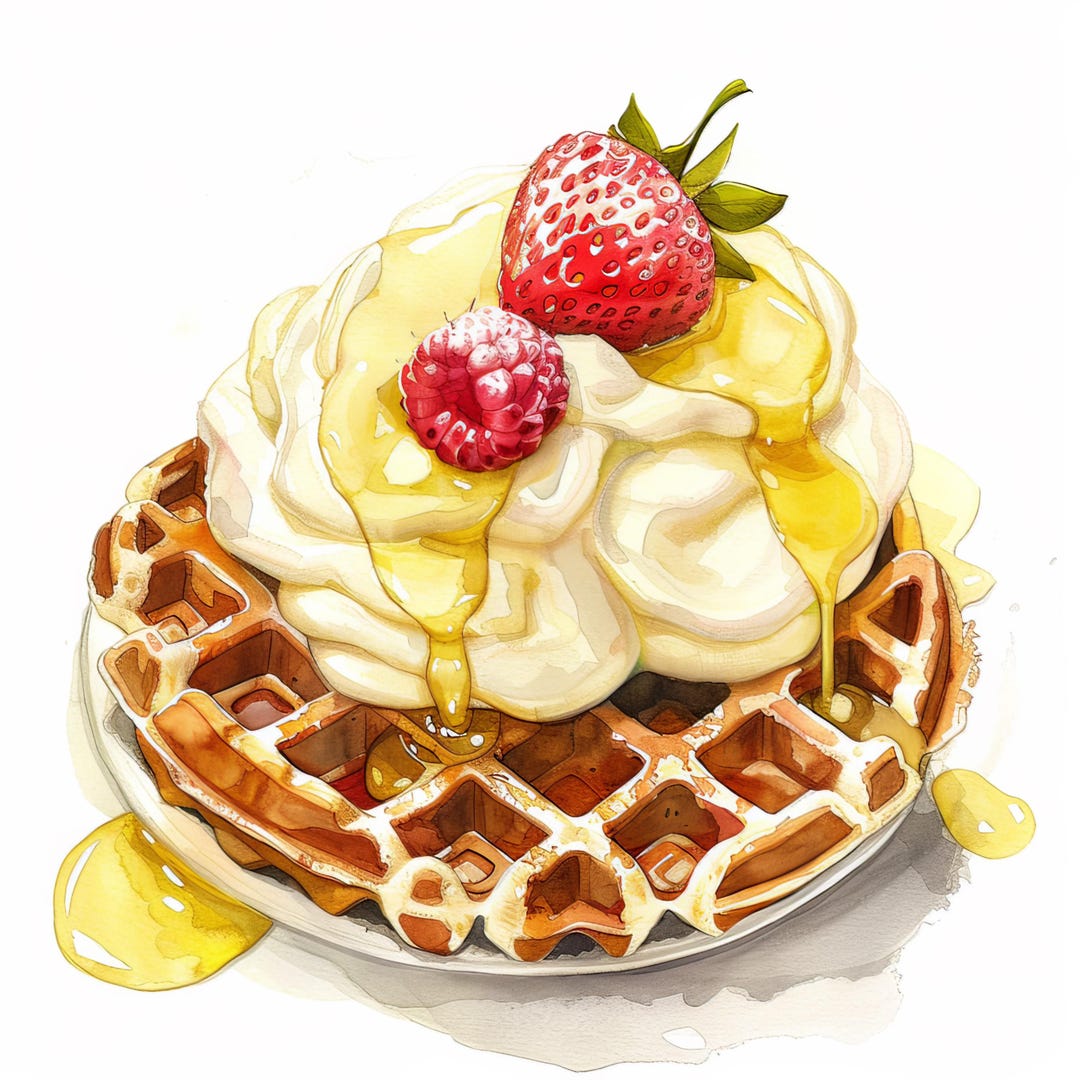 Waffle 50 Clipart High Res Watercolor Jpgs for Junk Journals, Card ...
