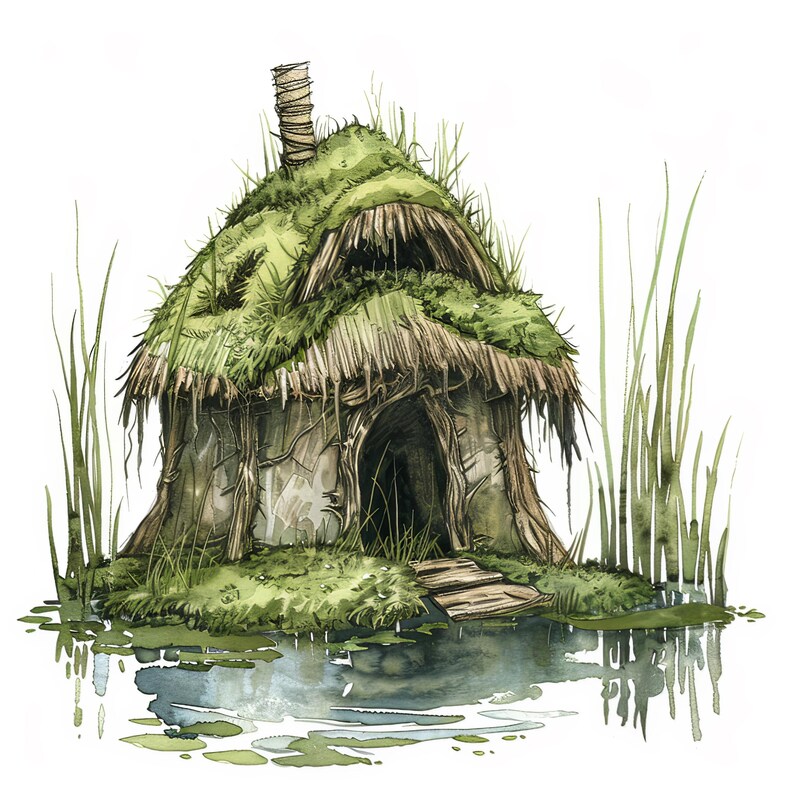 Mystical Swamp Cottage Clipart 25 High Res Watercolor JPG Junk Journals ...