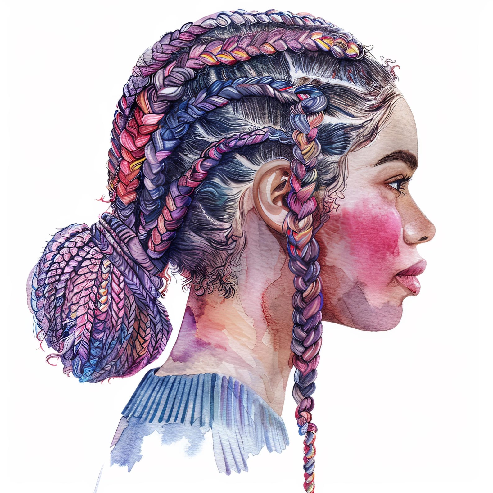 Hairstyle Clipart 50 High Res Watercolor Png Junk Journaling ...