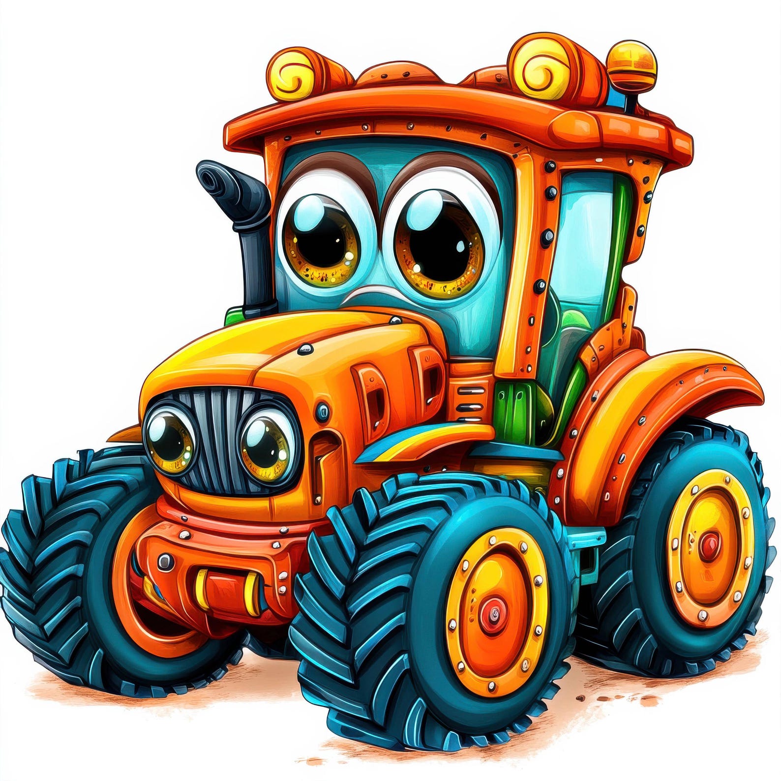 24 Cute Cartoon Tractor Clipart – High Res Watercolor Jpgs | Farm ...