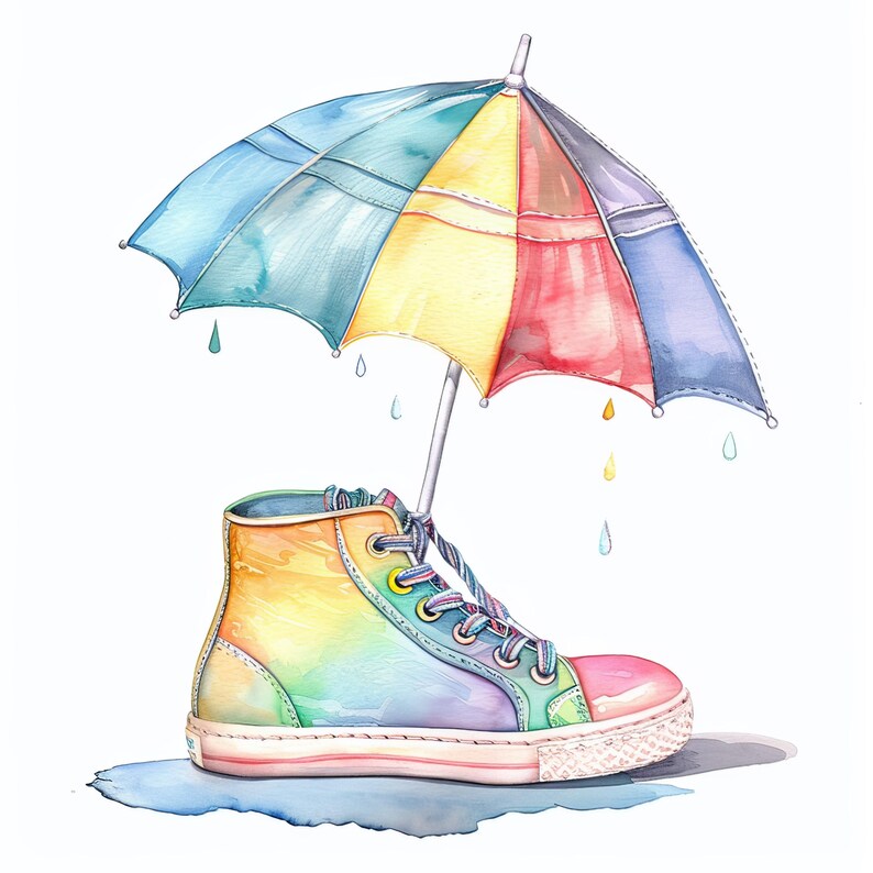 Spring Sneakers Clipart 25 High Res Watercolor JPG Junk Journals , Card ...