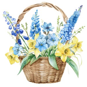 50 Watercolor Flower Basket Clipart PNG Bundle - - Personal and ...
