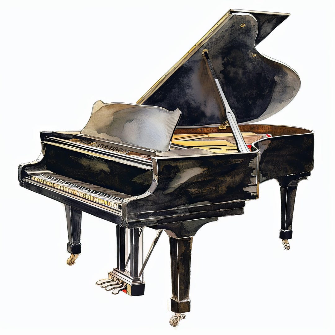 Classical Piano Clipart 10 High Res Watercolor Jpg Junk Journals, Card ...