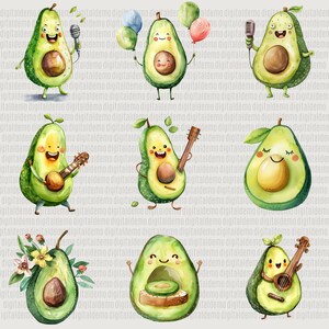 50 Watercolor Happy Avocado Clipart PNG Bundle - - Personal and ...