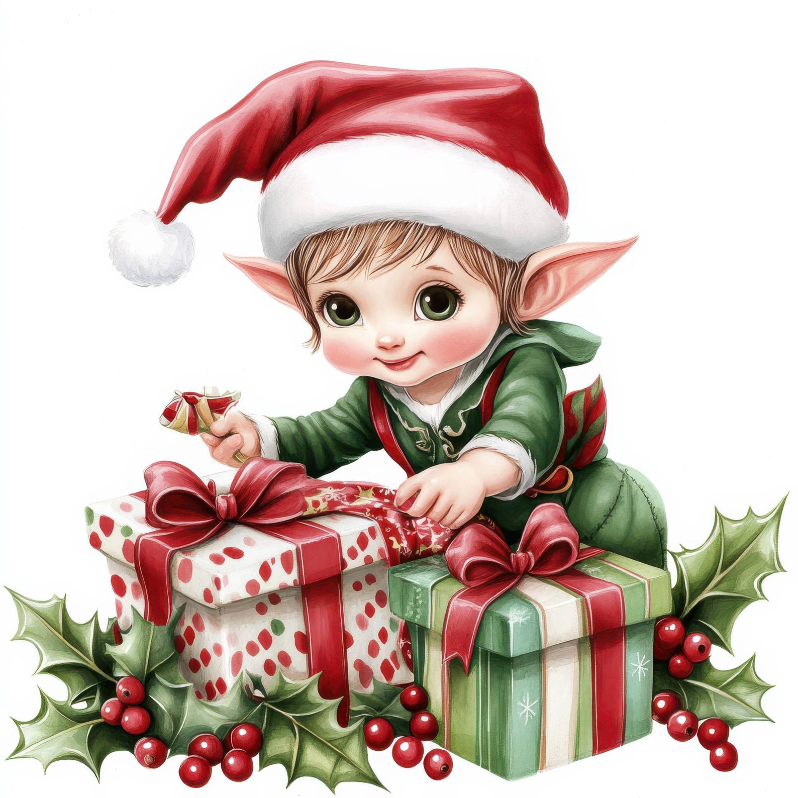 18 Christmas Elf Clipart | Whimsical Holiday Elf Illustrations for ...
