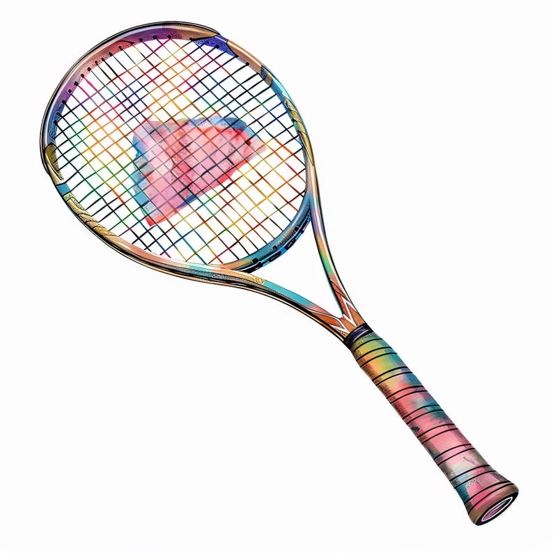 Tennis Rackets 50 Clipart High Res Watercolor JPG Junk Journals , Card ...