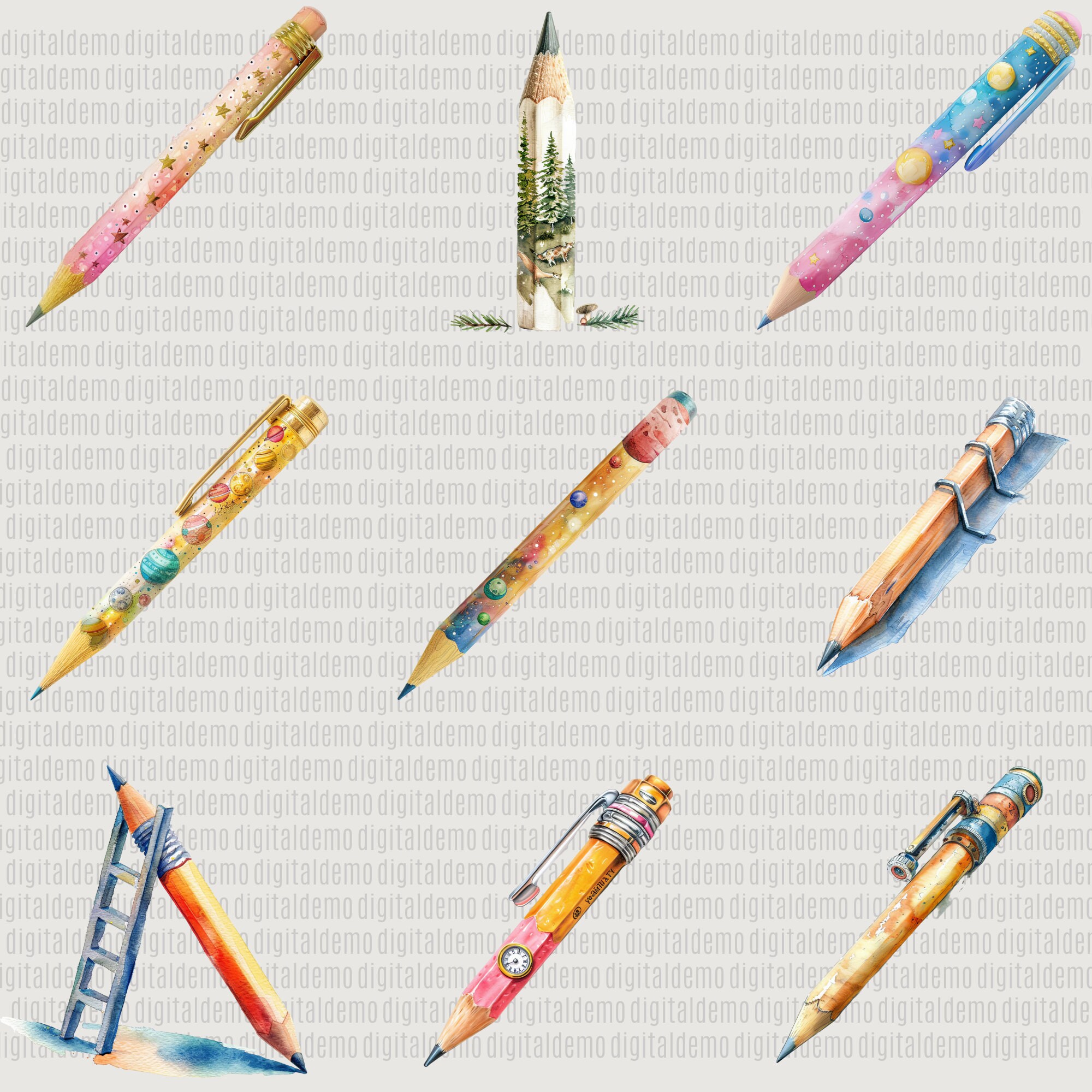 50 Watercolor PENCIL Clipart PNG Bundle Personal and Commercial Use - Etsy
