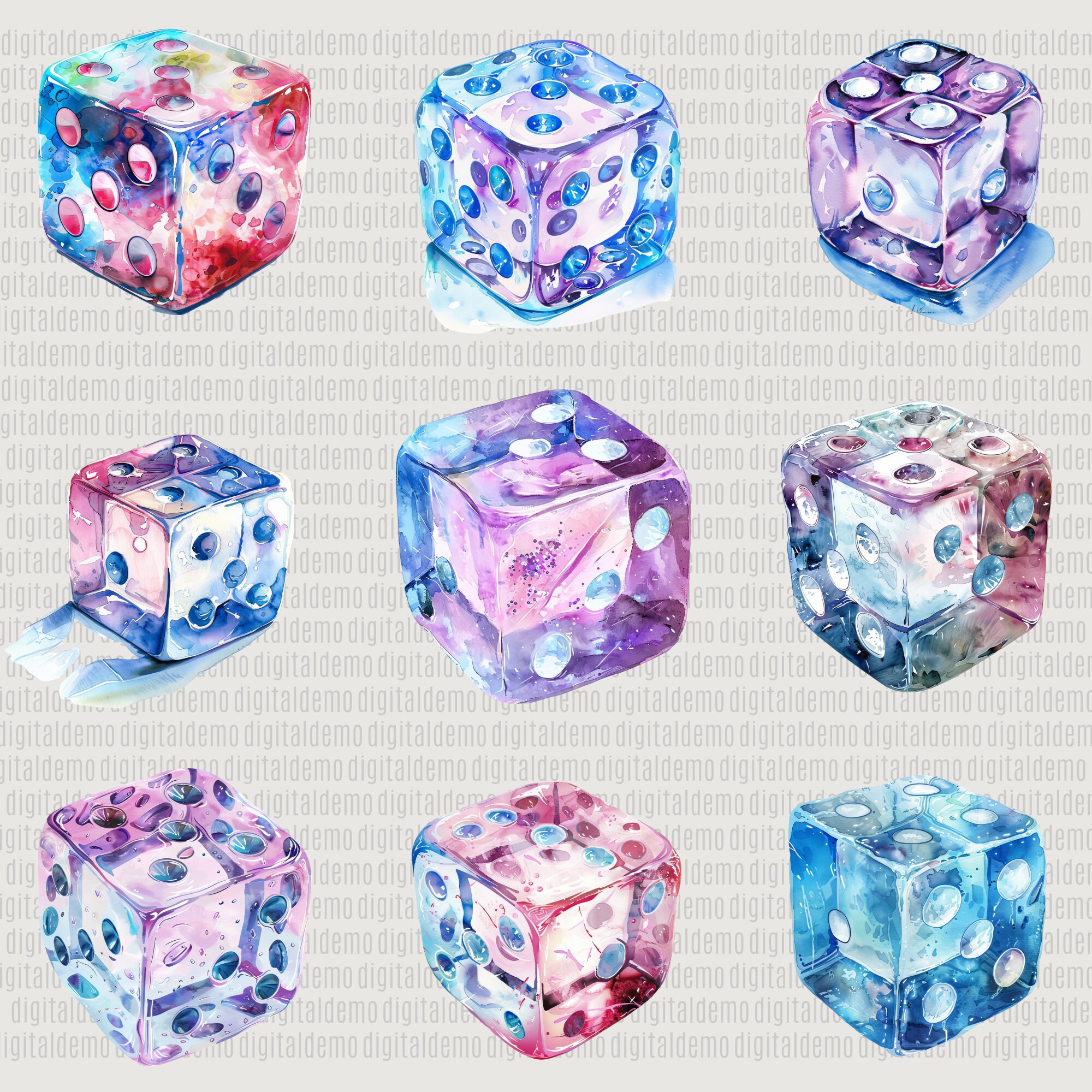 50 Watercolor DICE Clipart PNG Bundle - - Personal and Commercial Use ...