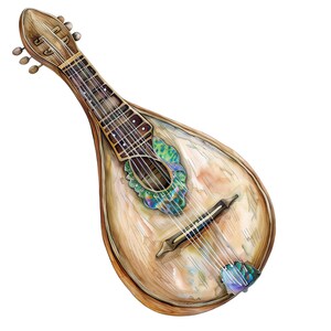 Mandolins Clipart 50 High Res Watercolor Png Junk Journals, Card Making ...