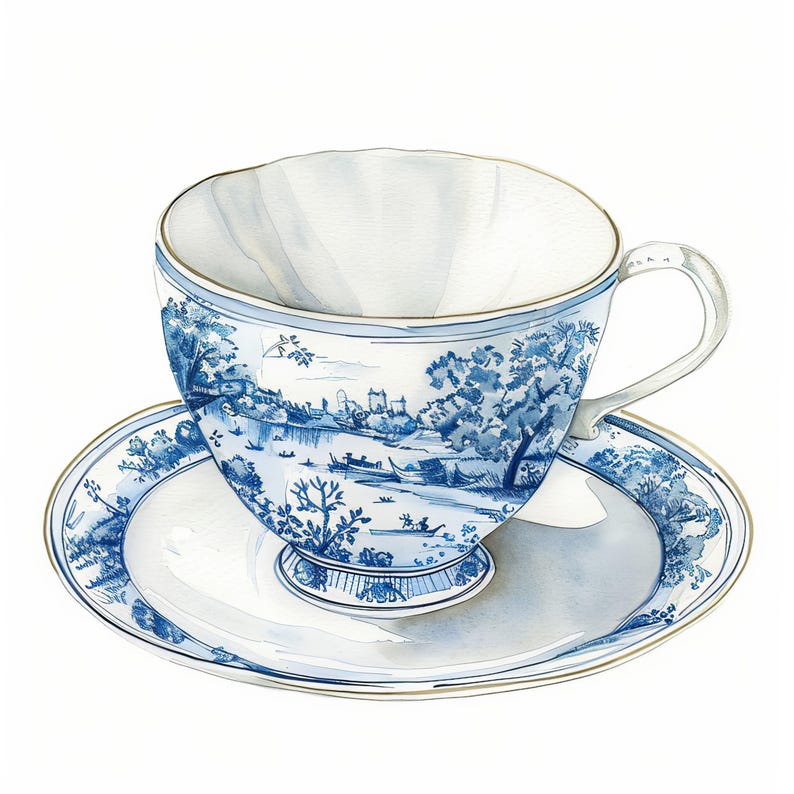 Vintage Tea Cups 50 Clipart High Res Watercolor Jpgs for Junk Journals ...