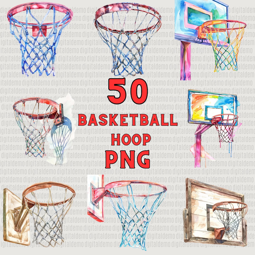 50 Watercolor Basketball Hoop Clipart PNG Bundle - - Personal and ...
