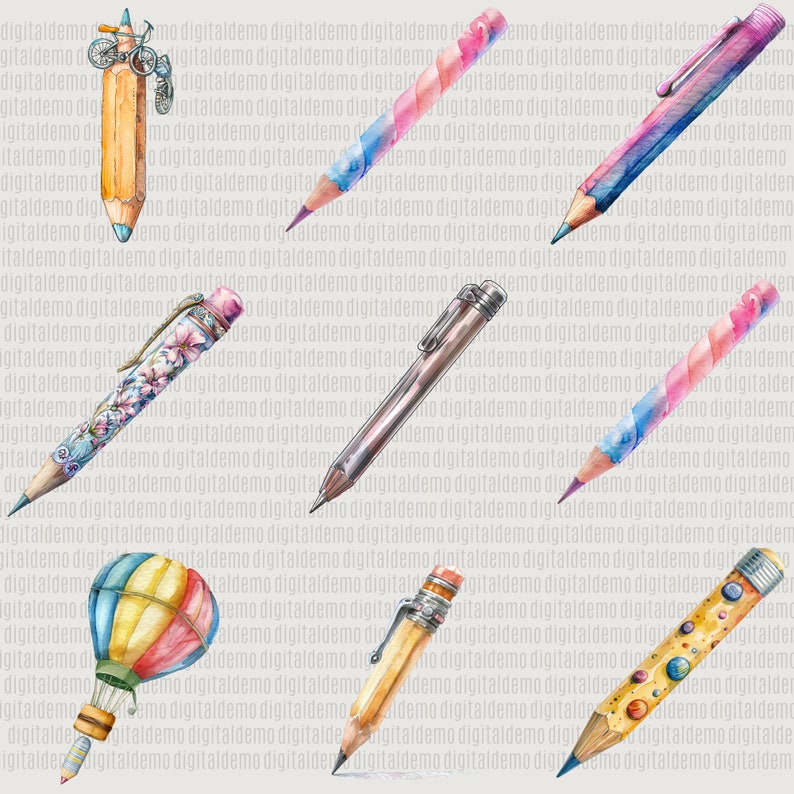 50 Watercolor PENCIL Clipart PNG Bundle - - Personal and Commercial Use ...