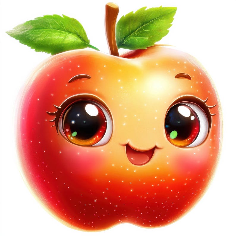 20 Cute Apple Clipart | Adorable Cute Apple Watercolor Illustrations ...