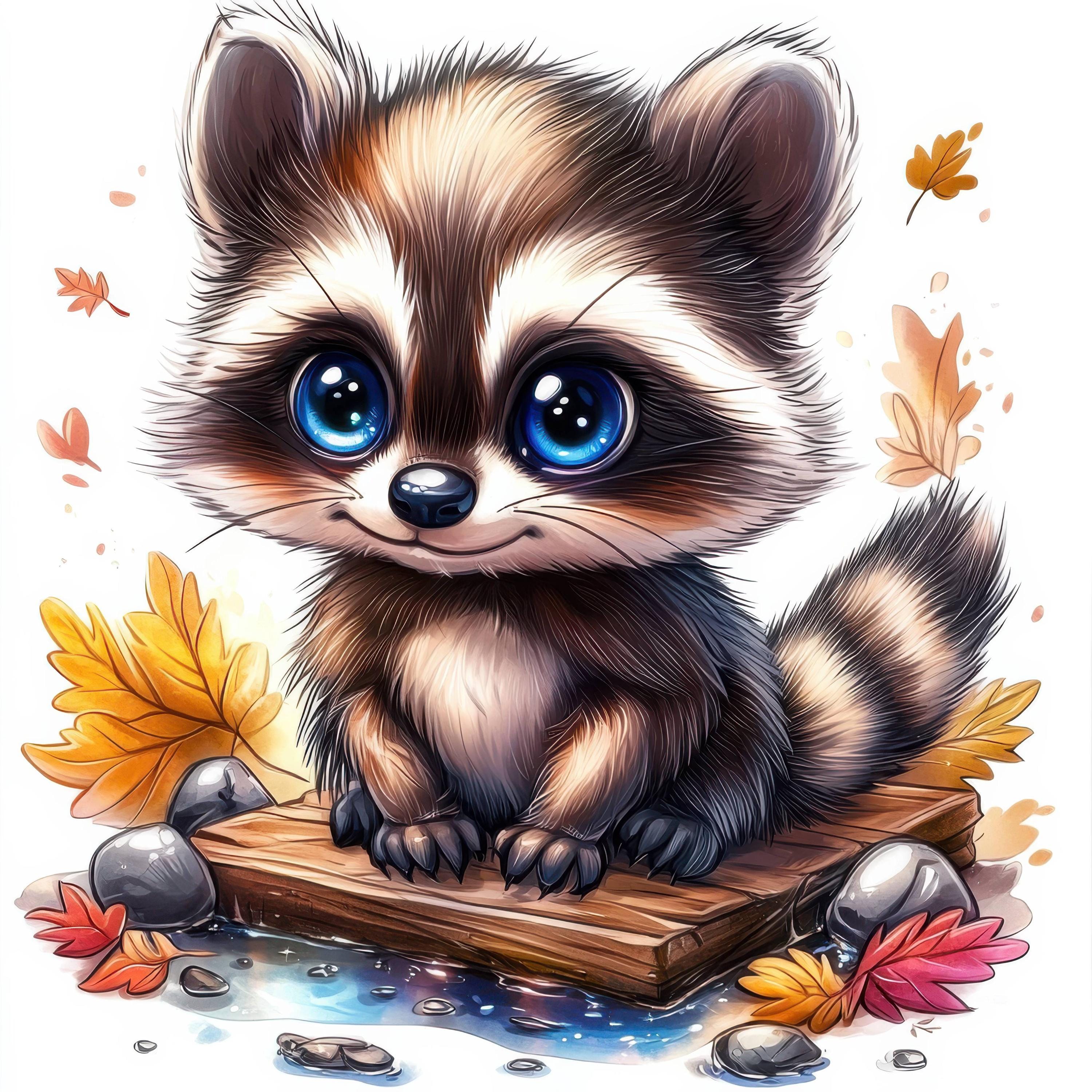 24 Cute Raccoon Clipart – High Res Watercolor Jpgs | Woodland Animal ...