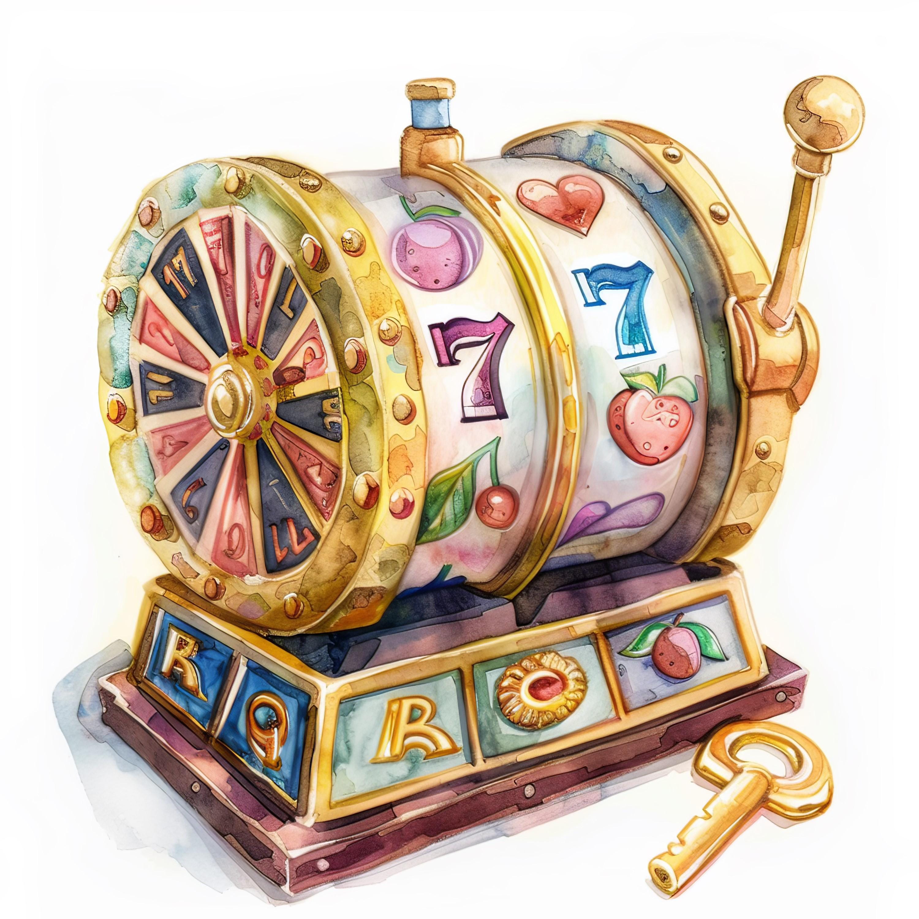 Classic Slot Machines Clipart 25 High Res Watercolor JPG Junk Journals ...