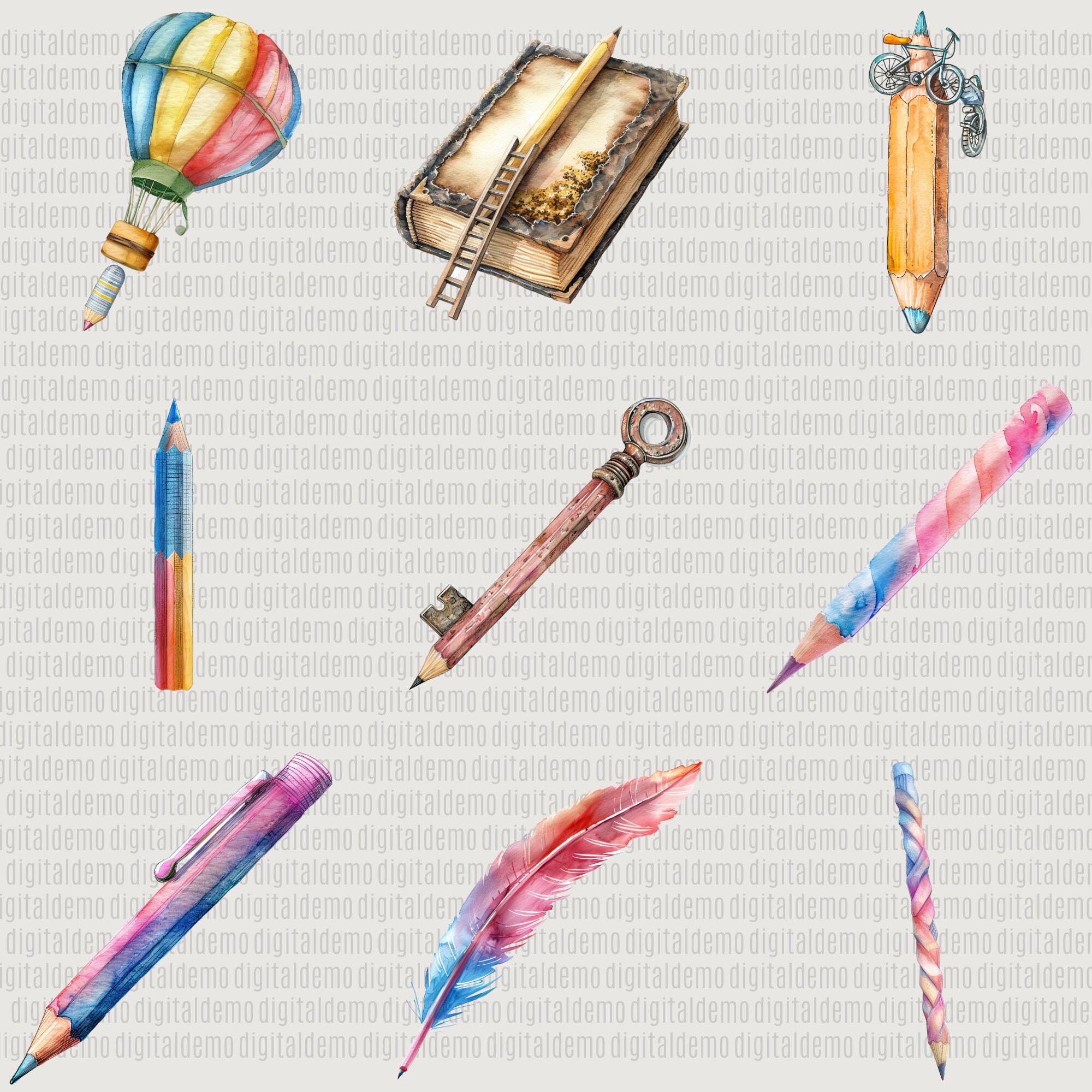 50 Watercolor PENCIL Clipart PNG Bundle Personal and Commercial Use - Etsy