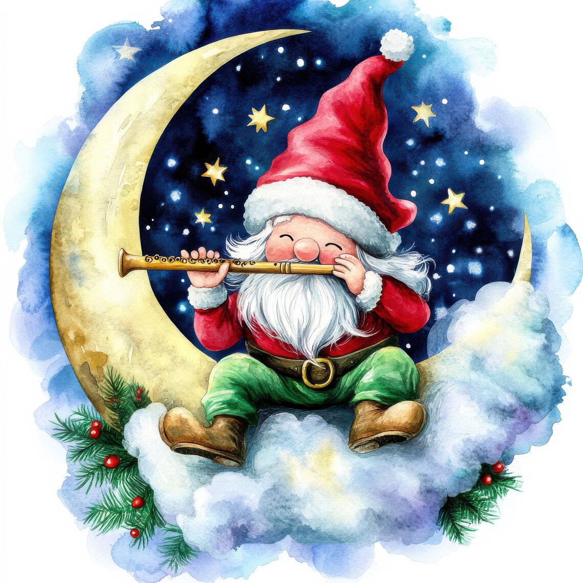 16 Christmas Gnome Clipart | Festive Holiday Gnome Illustrations for ...