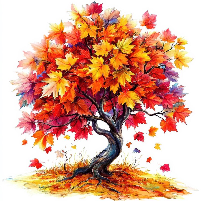 13 Autumn Tree Clipart | Vibrant Watercolor Fall Trees for Seasonal ...