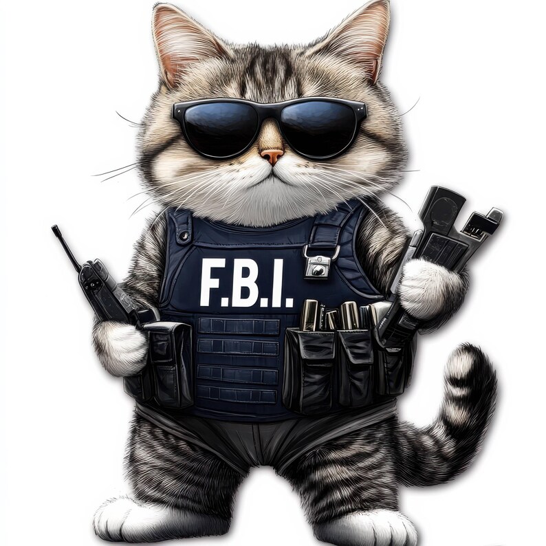 19 FBI Cat Clipart | Sleek FBI Cat Illustrations for Journals Jpg ...