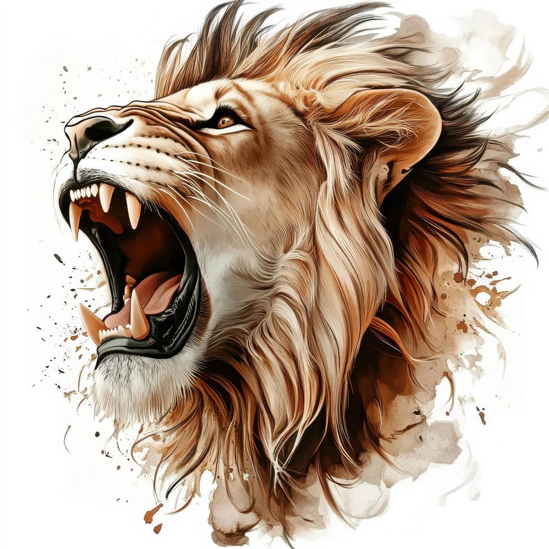 21 Enraged Lion Clipart | Powerful Furious Lion Illustrations for ...