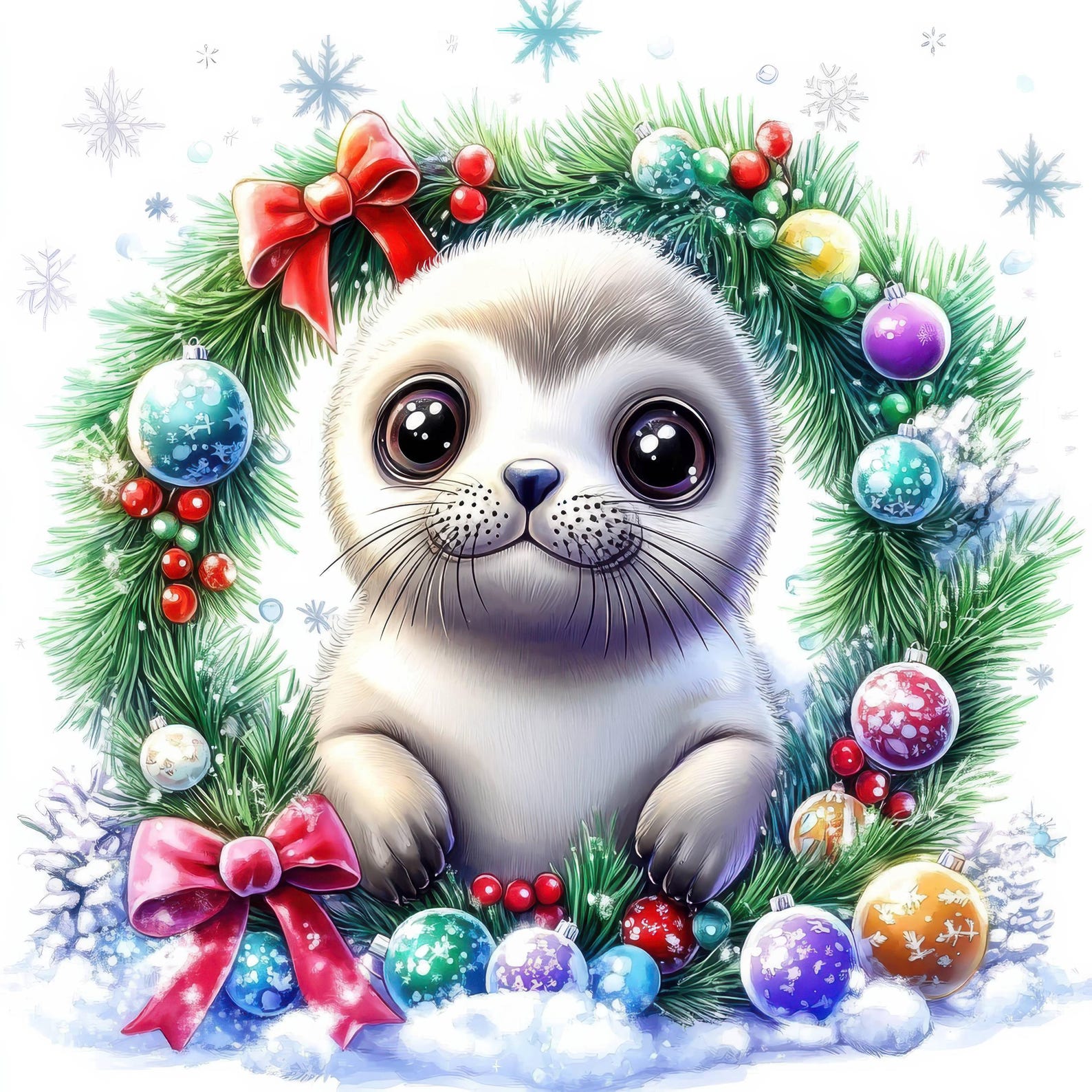 20 Christmas Baby Seal Clipart | Adorable Holiday Seal Illustrations ...