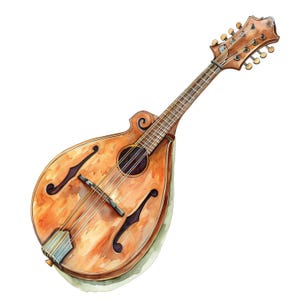 Mandolins Clipart 50 High Res Watercolor Png Junk Journals, Card Making ...