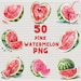 50 Watercolor Pink Watermelon Clipart PNG Bundle - - Personal and ...