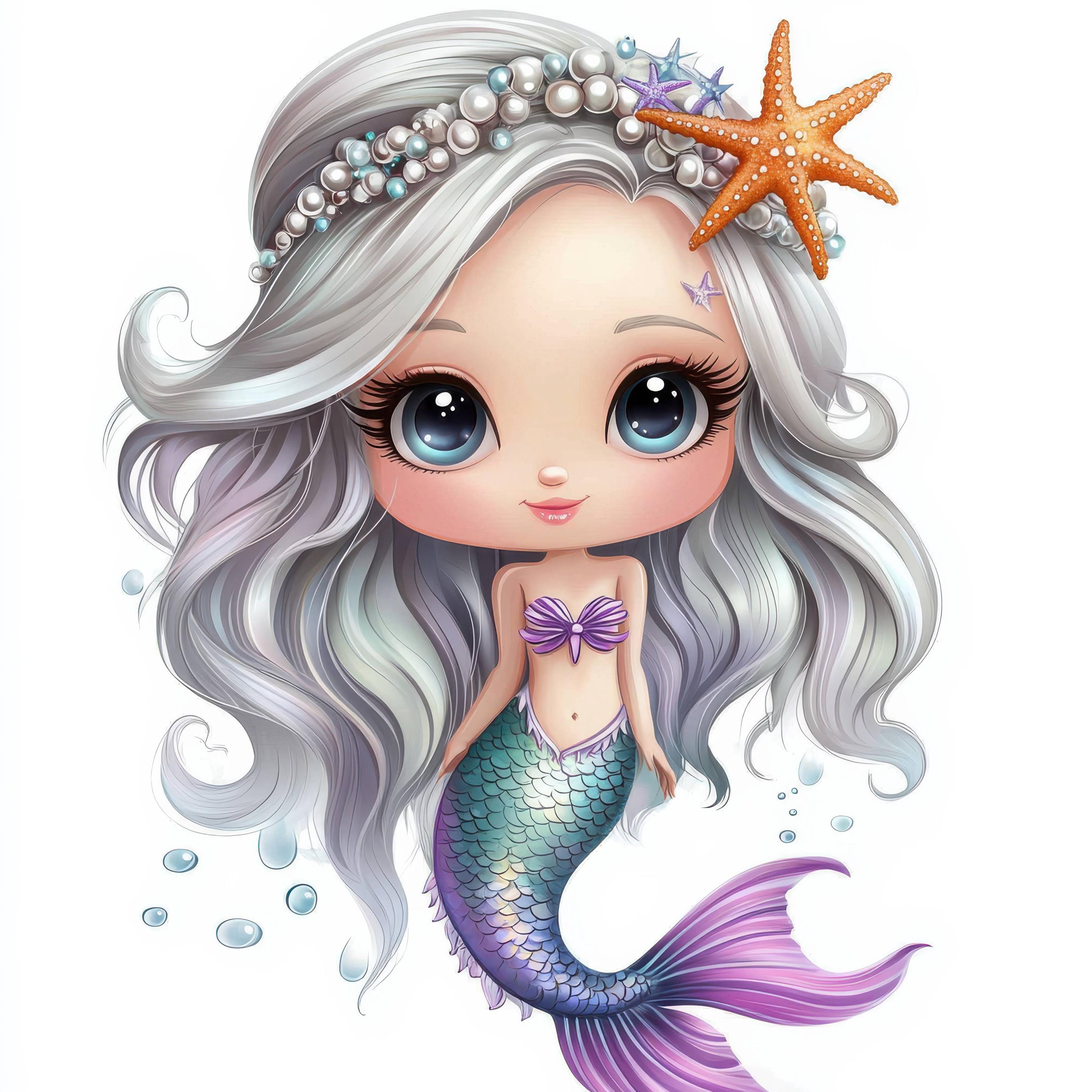 24 Christmas Mermaid Clipart | Festive Watercolor Mermaids | Holiday ...