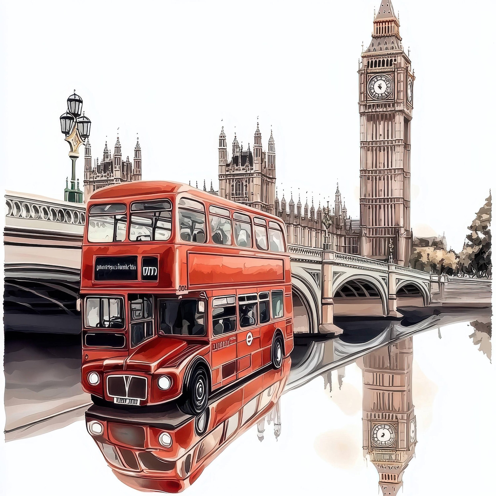18 London Bus Clipart High Res Watercolor Jpgs | British Transport ...