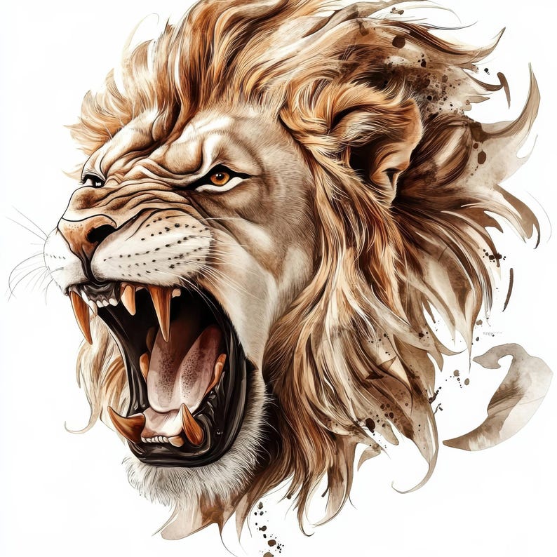 21 Enraged Lion Clipart | Powerful Furious Lion Illustrations for ...
