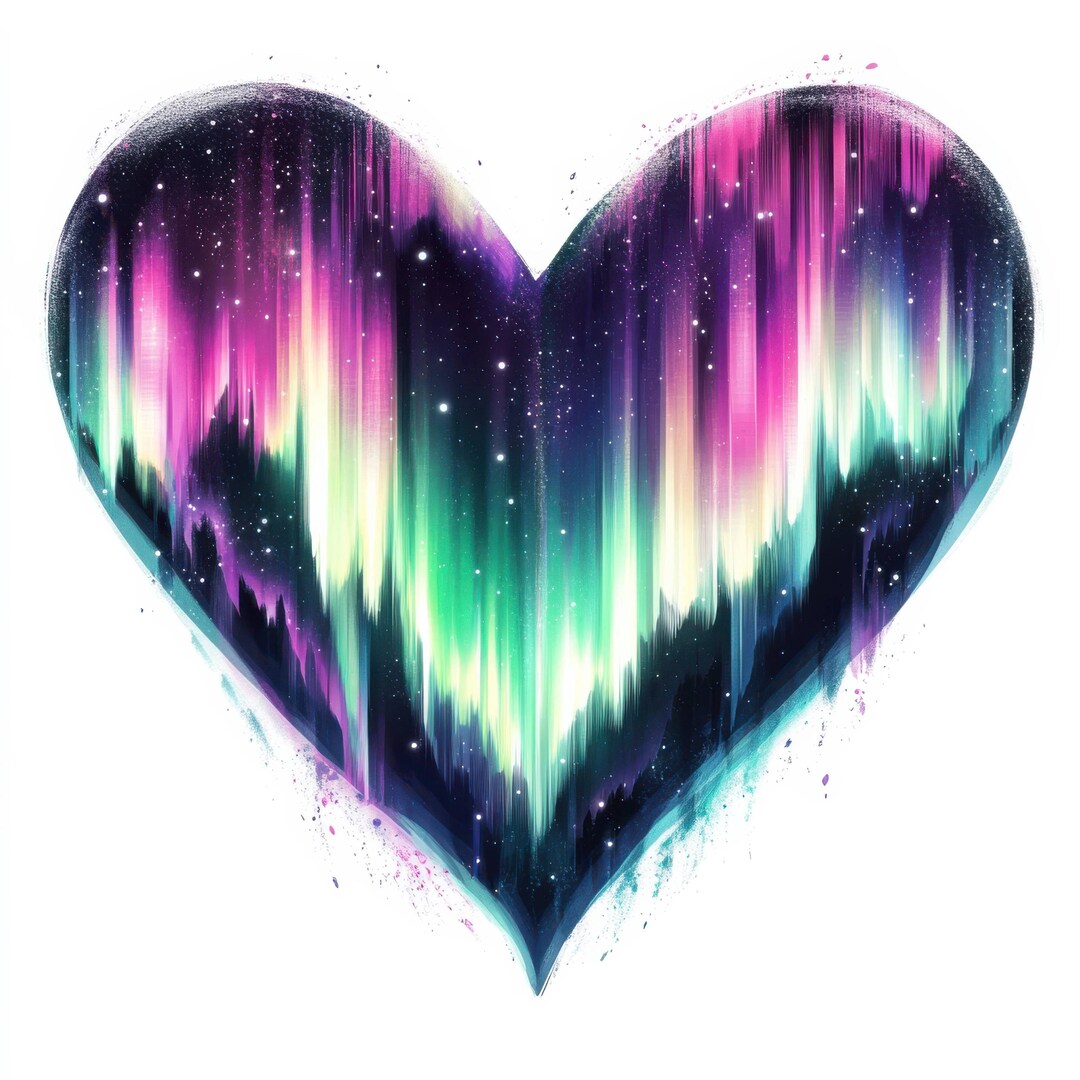 19 Aurora Heart Clipart High Res Watercolor Jpgs Magical Galaxy Hearts ...