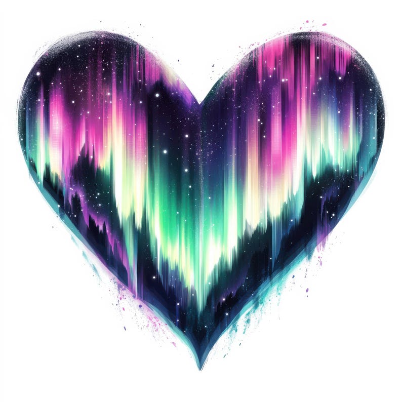 19 Aurora Heart Clipart High Res Watercolor Jpgs Magical Galaxy Hearts ...