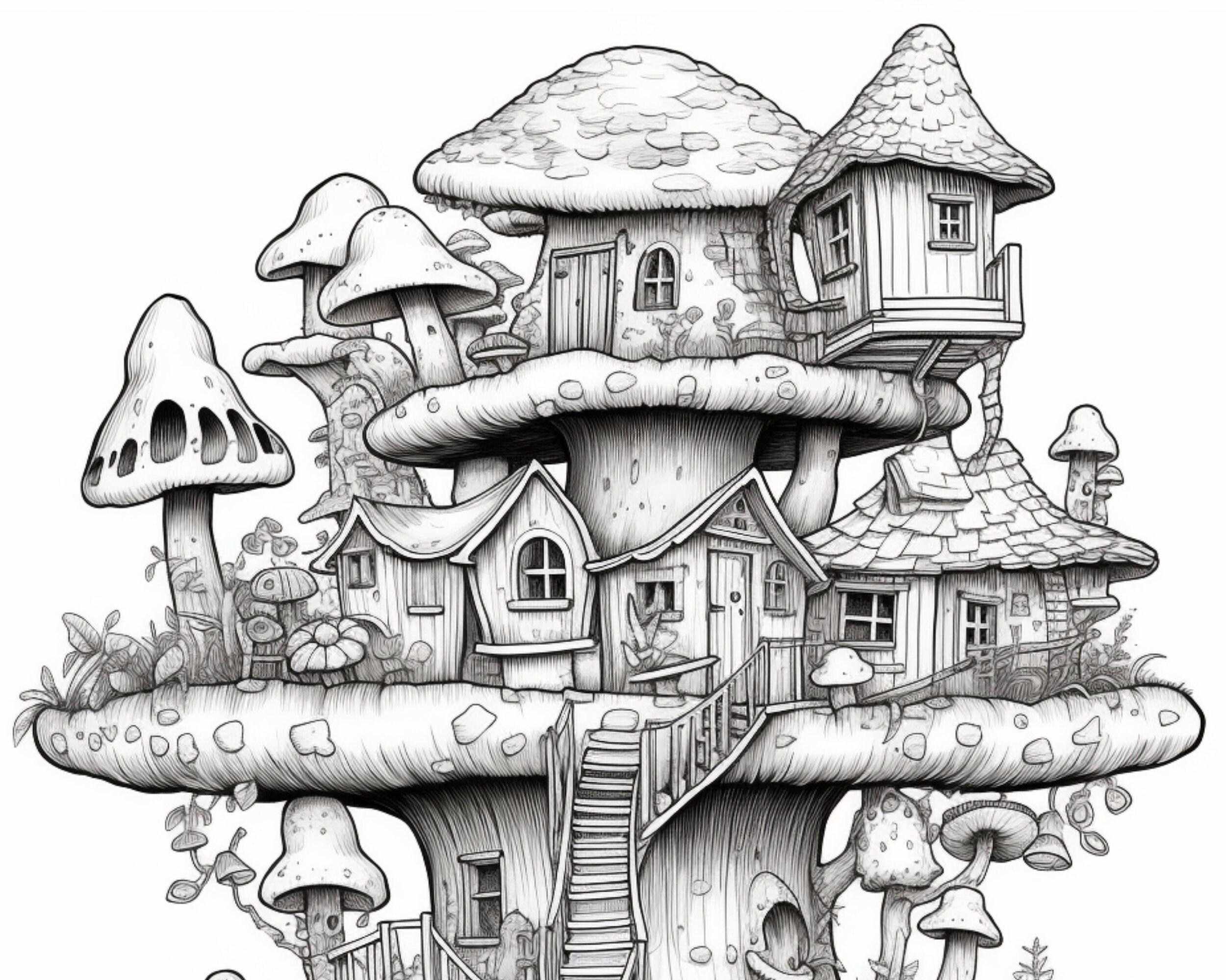 50 Treehouse Colorıng Pages | Printable PDF A4 | Cute Kids Coloring ...