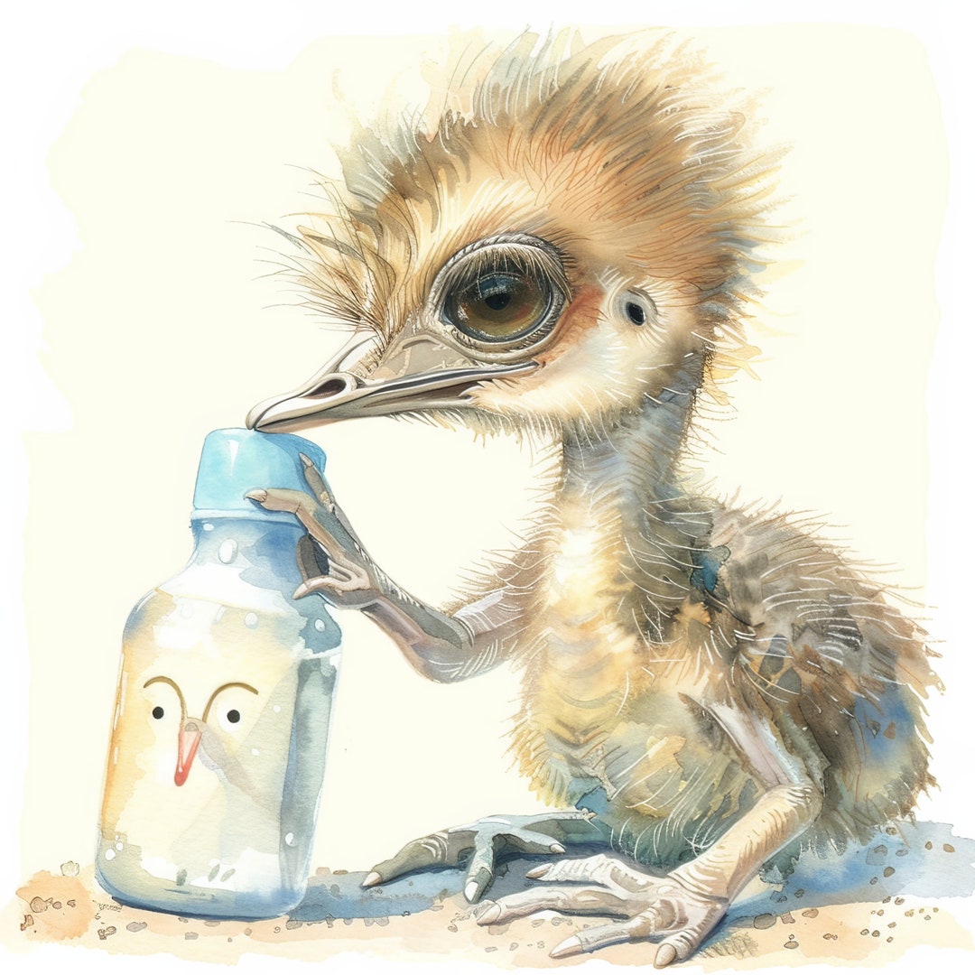 50 Watercolor Cute Baby Animals With Baby Bottle Clipart PNG Bundle ...