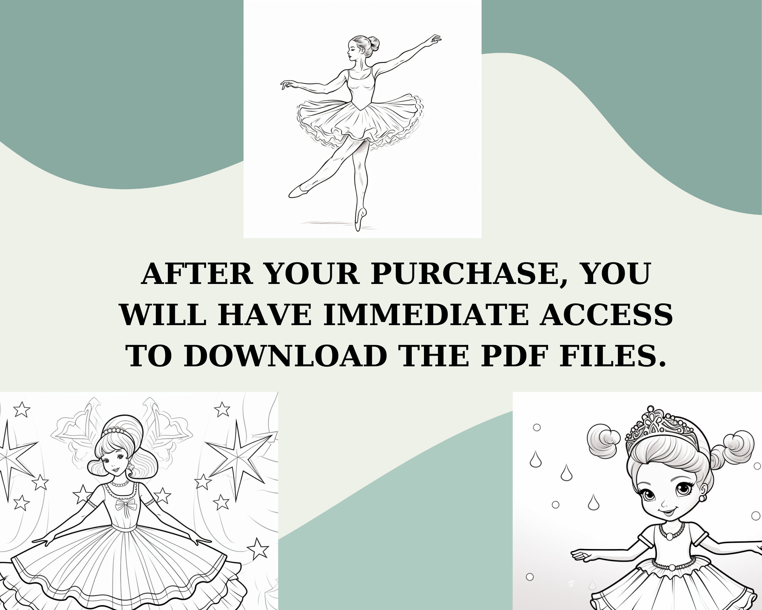 50 Cute Ballerina Colorıng Pages | Printable PDF A4 | Cute Kids ...