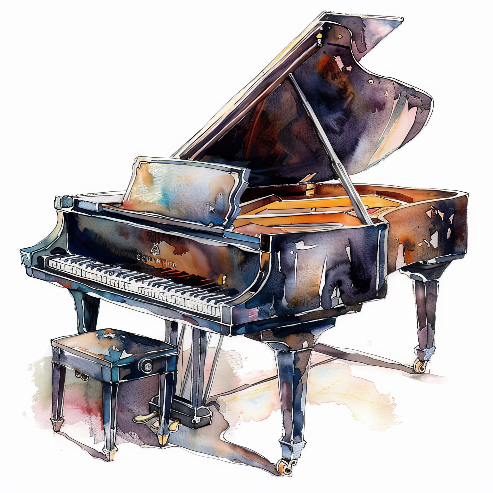 Classical Piano Clipart 10 High Res Watercolor Jpg Junk Journals, Card ...