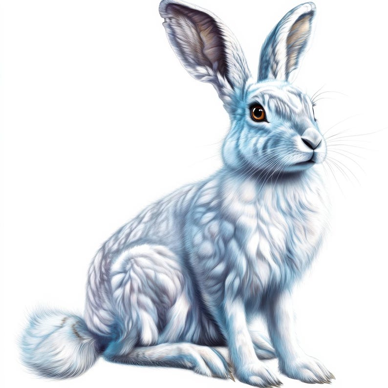 15 Arctic Hare Clipart – High Res Watercolor Jpgs | Winter Bunny ...
