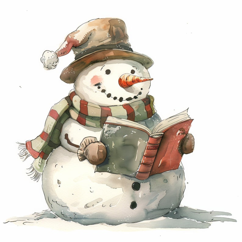 50 Watercolor Animated Snowmen Clipart PNG Bundle - - Personal and ...