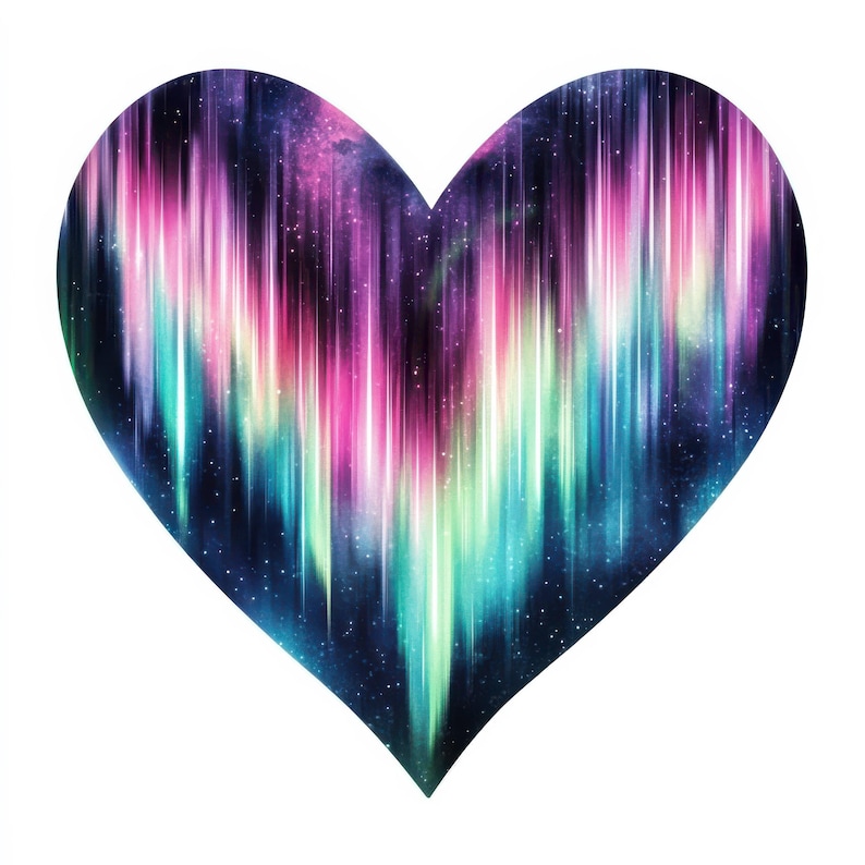 19 Aurora Heart Clipart High Res Watercolor Jpgs Magical Galaxy Hearts ...