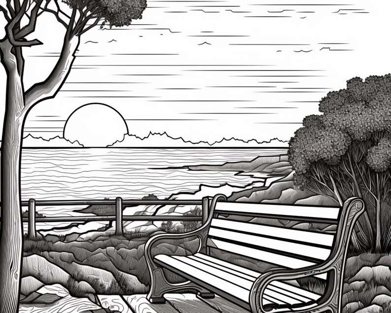 50 Bench With Colorıng Pages Printable PDF A4 Cute Kids Coloring Pages ...