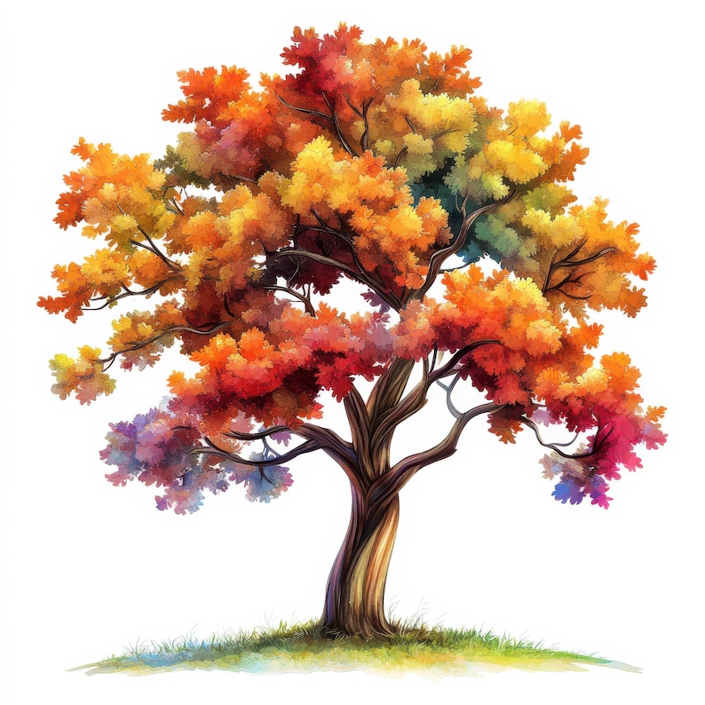 13 Autumn Tree Clipart | Vibrant Watercolor Fall Trees for Seasonal ...