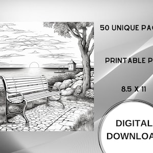 50 Bench With Colorıng Pages | Printable PDF A4 | Cute Kids Coloring ...