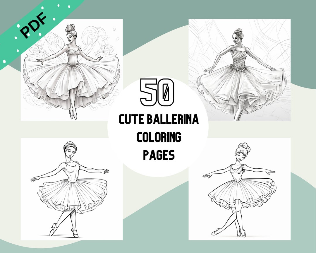 50 Cute Ballerina Colorıng Pages | Printable PDF A4 | Cute Kids ...
